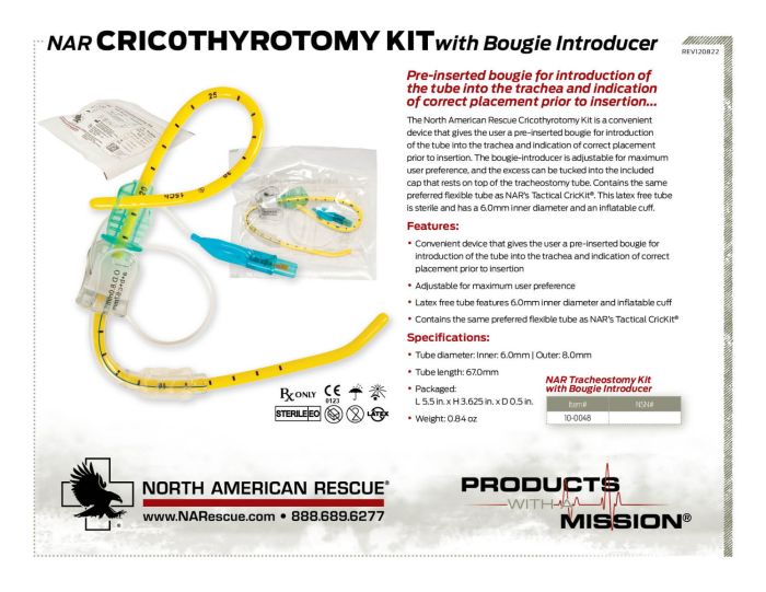 NAR Cricothyrotomy Kit - Product Information Sheet | North American Rescue
