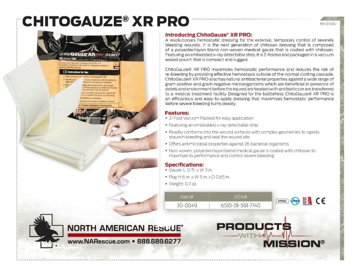 ChitoGauze Product Information Sheet | North American Rescue