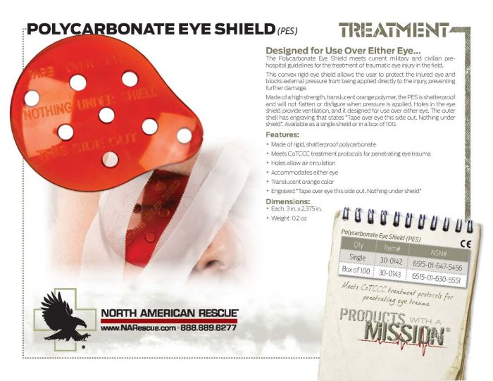 Polycarbonate Eye Shield Product Information Sheet | North American Rescue