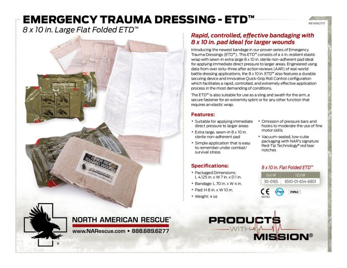 ETD - Emergency Trauma Dressing 8x10 Product Information Sheet | North ...