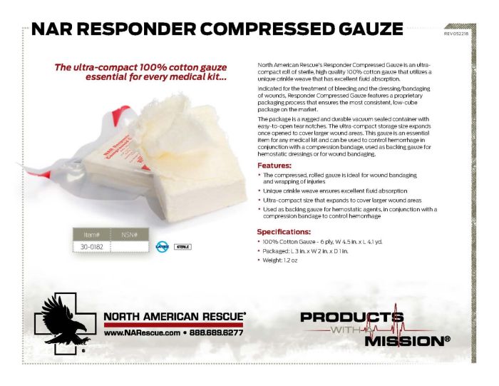 NAR Responder Compressed Gauze Product Information Sheet | North ...