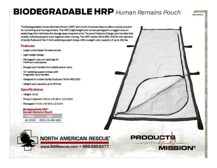 Biodegradable HRP - Human Remains Pouch - Product Information Sheet ...