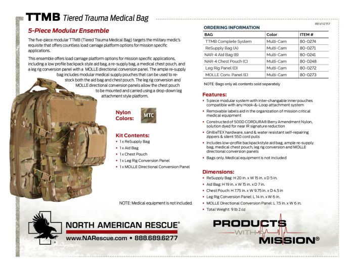 TTMB - Tiered Trauma Medical Bag Ensemble - Product Information Sheet ...