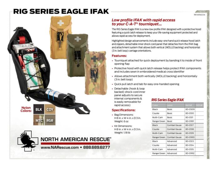 RIG Series Eagle IFAK Product Information Sheet | North American Rescue