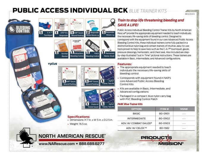 PUBLIC ACCESS INDIVIDUAL BLEEDING CONTROL BLUE TRAINER KITS - PRODUCT INFORMATION SHEET | North ...