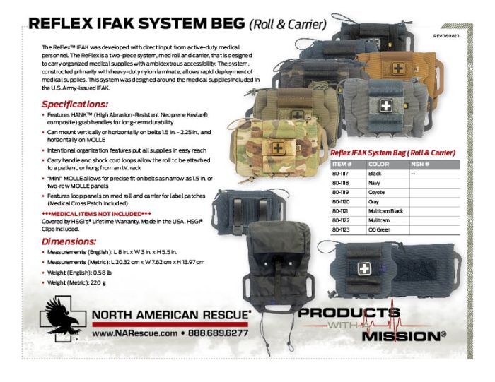 Reflex IFAK System Bag (Roll & Carrier) - Product Information Sheet ...