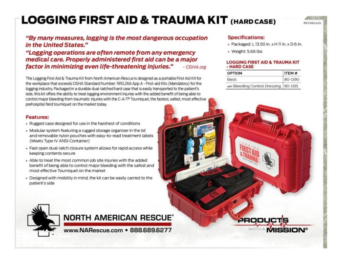 Logging First Aid & Trauma Kit - Hard Case - Product Information Sheet ...