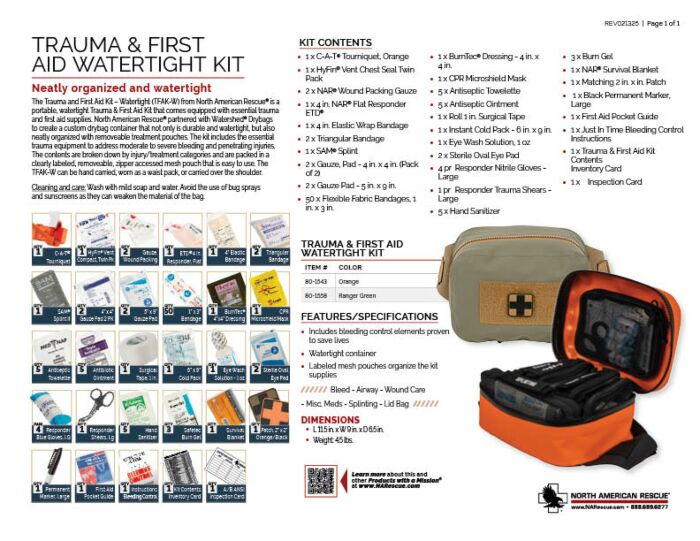 Trauma and First Aid Watertight Kit - Product Information Sheet | North ...