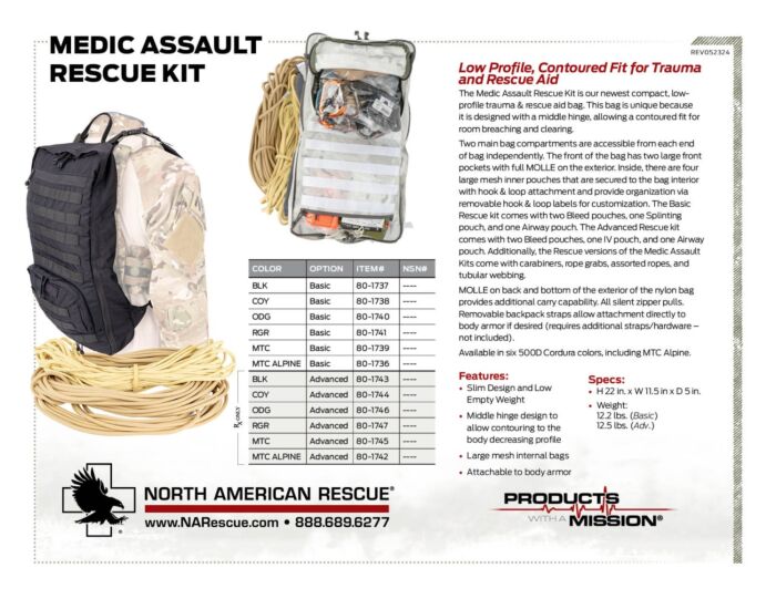 Medic Assault Rescue Kit - Product Information Sheet | North American ...