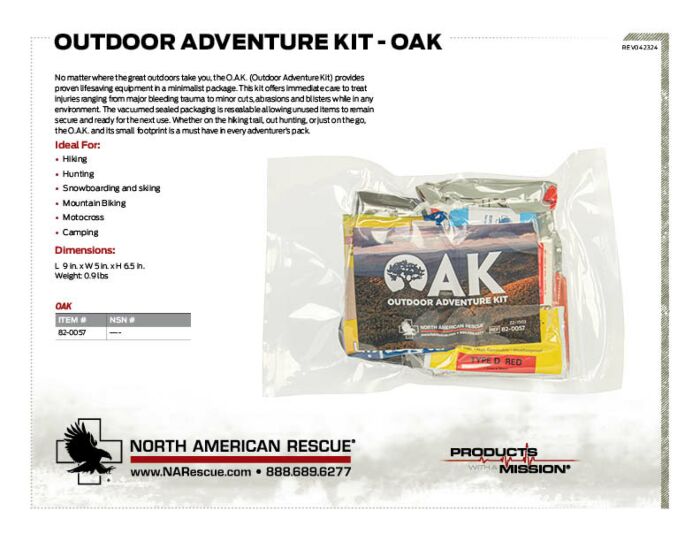 Outdoor Adventure Kit - O.A.K. - Product Information Sheet | North ...
