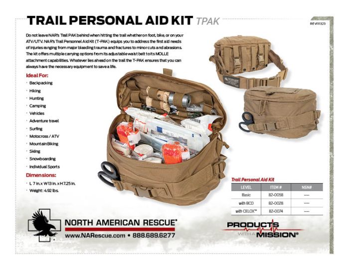Trail Personnel Aid Kit (TPAK) - Product Information Sheet | North ...