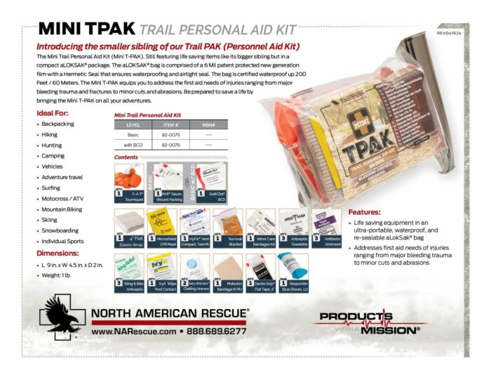 Mini Trail Personal Aid Kit - Product Information Sheet | North ...