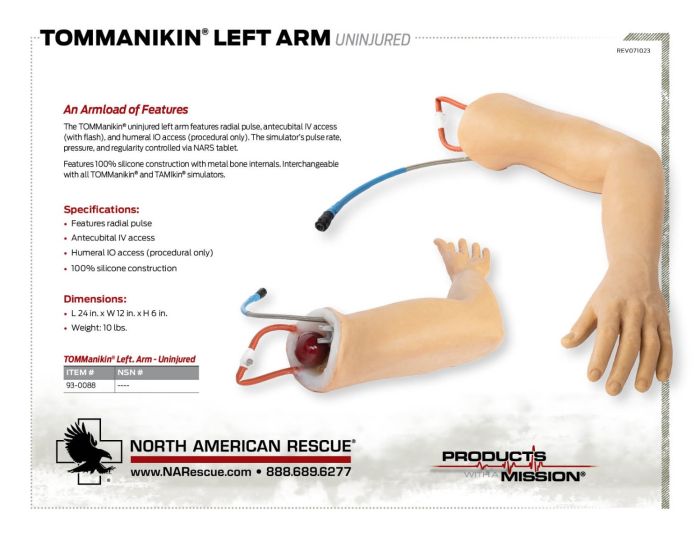 TOMManikin Left Arm - Uninjured - Product Information Sheet | North ...