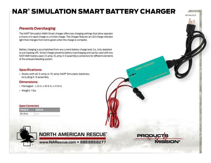 NAR SIMULATION SMART BATTERY CHARGER - PRODUCT INFORMATION SHEET ...