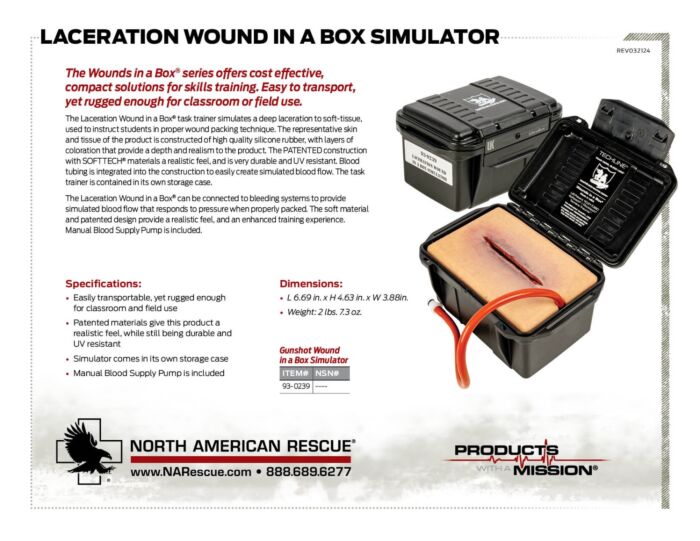 Laceration Wound in a Box Simulator - Product Information Sheet | North American Rescue