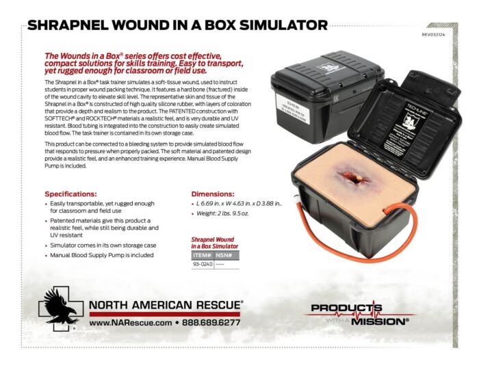 Shrapnel Wound In A Box Simulator - Product Information Sheet | North ...