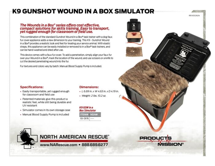 K9 Gunshot Wound in a Box Simulator - Product Information Sheet | North ...