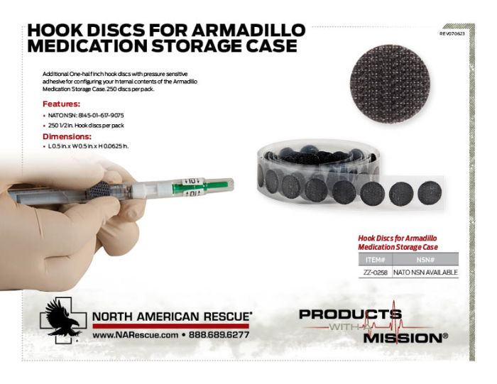 Hook Discs for Armadillo Medication Storage Case - Product Information Sheet | North American Rescue